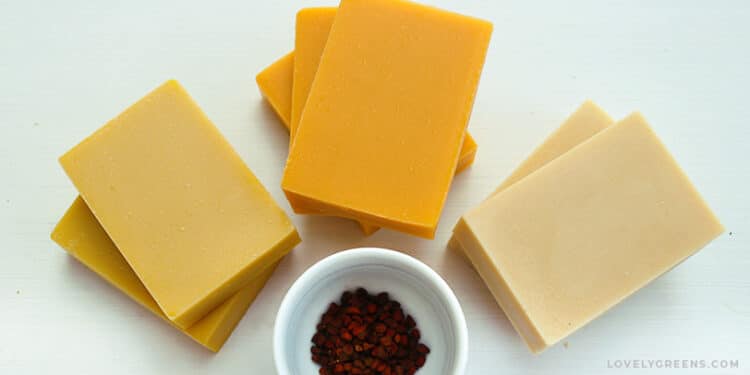 How to Make Naturally Yellow to Orange Annatto Soap • Lovely Greens